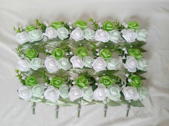 Flower Boutonniere Chest Corsage w/ Pin Rose Ribbon for Wedding Groom ...