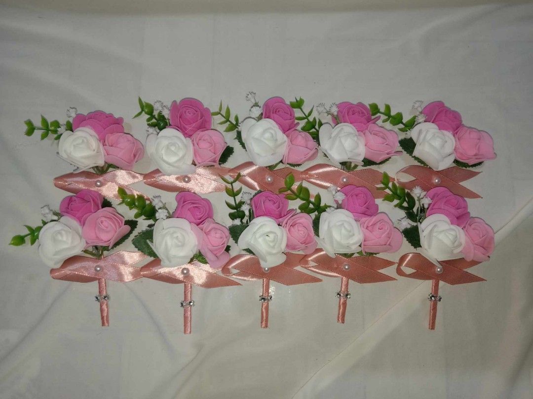 Flower Boutonniere Chest Corsage w/ Pin Rose Ribbon for Wedding Groom ...