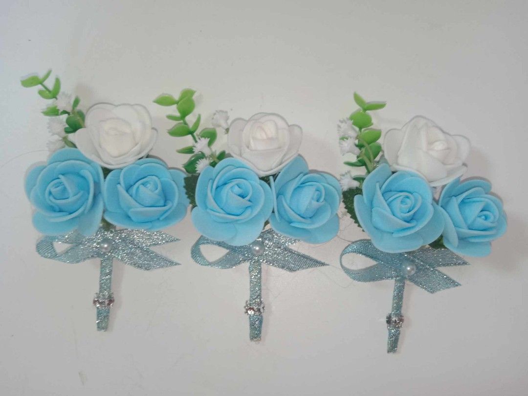 Flower Boutonniere Chest Corsage w/ Pin Rose Ribbon for Wedding Groom ...