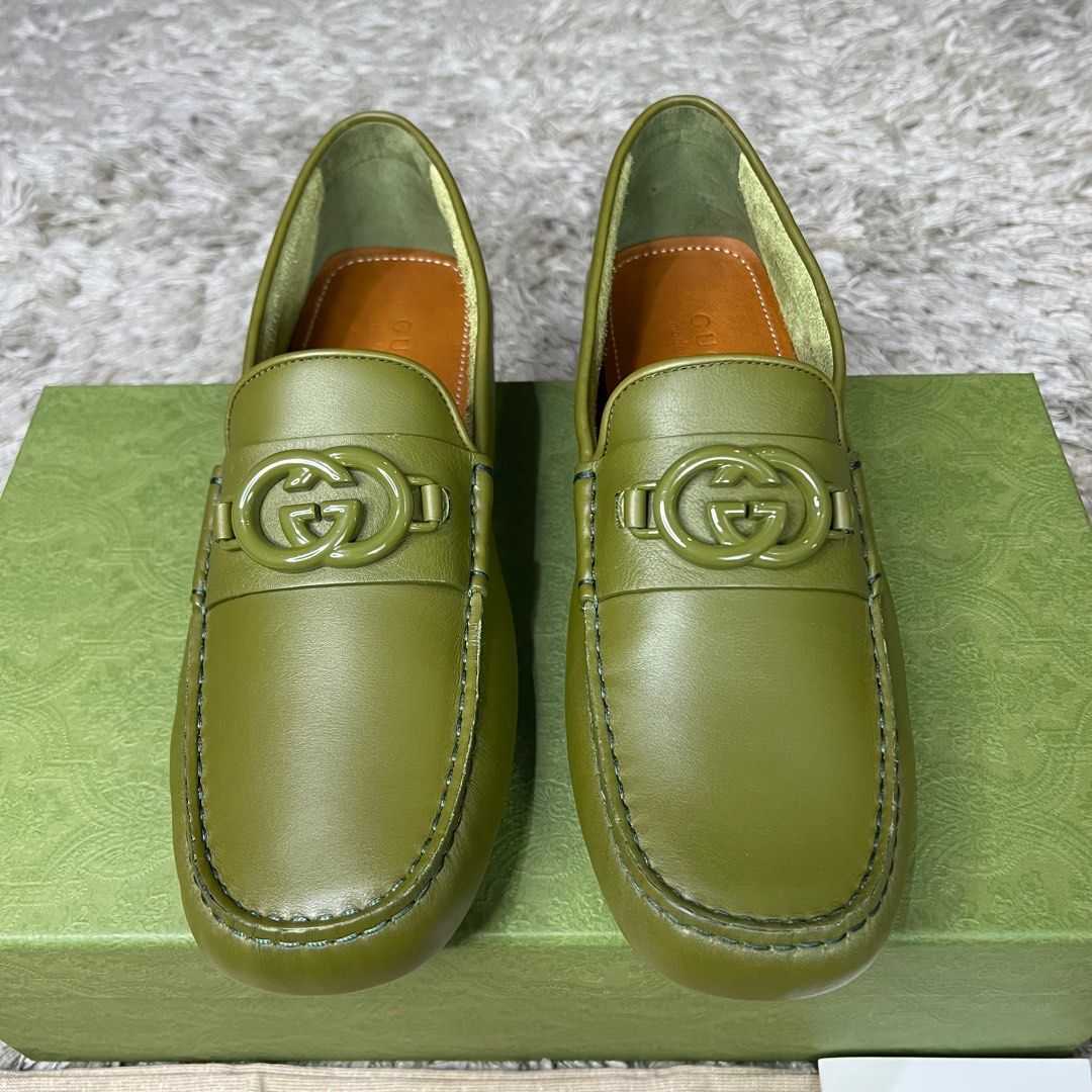 Gucci GG Interlocking Green Loafers, Fesyen Pria, Sepatu , Sneakers di ...