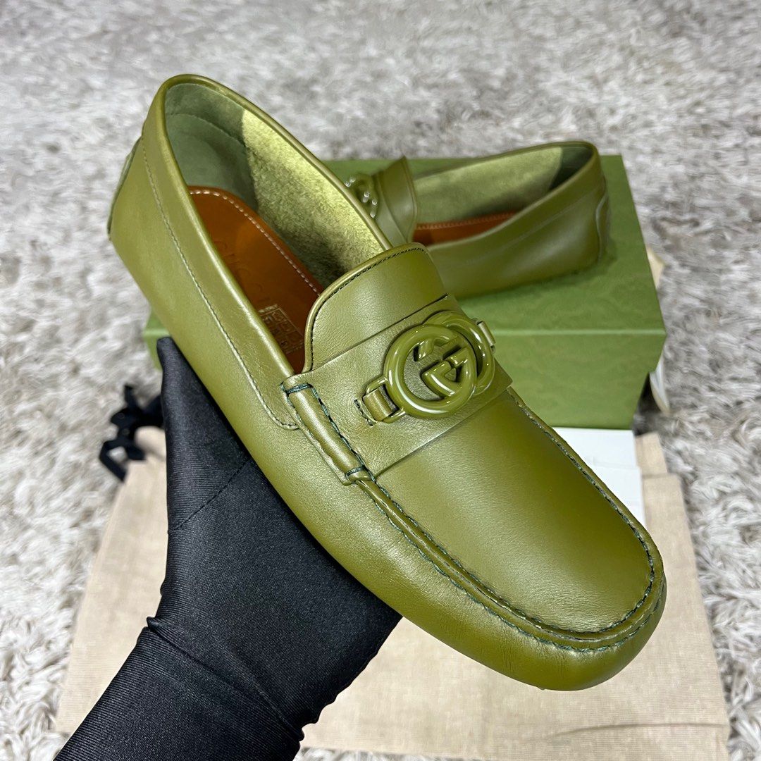 Gucci GG Interlocking Green Loafers, Fesyen Pria, Sepatu , Sneakers di ...