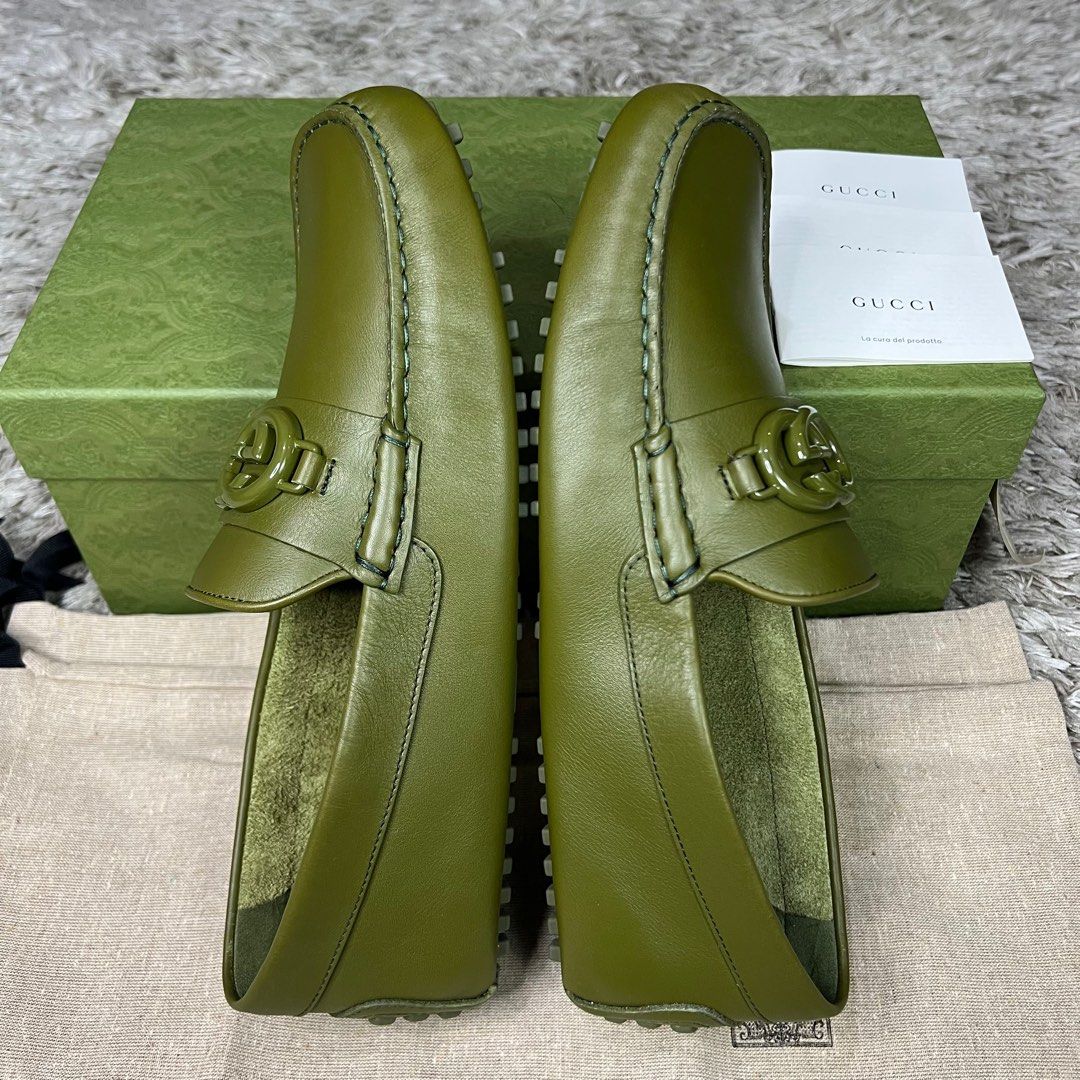 Gucci GG Interlocking Green Loafers, Fesyen Pria, Sepatu , Sneakers di ...
