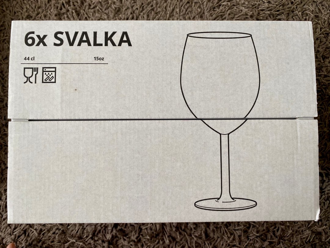 IKEA SVALKA wine glass x 6, clear glass, 44cl, Furniture & Home Living ...