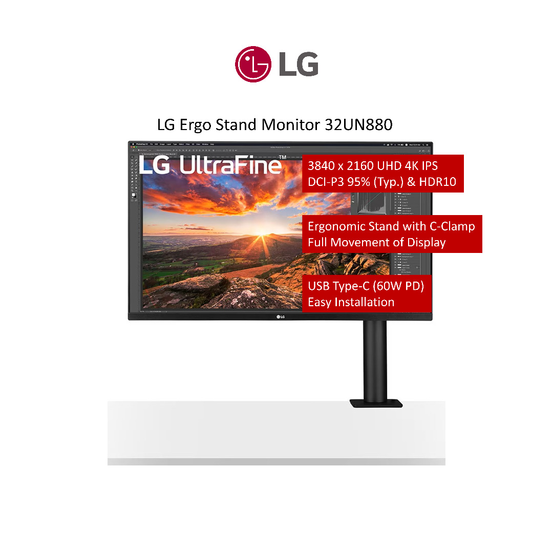 LG 32UN880-B 32" UltraFine Display Ergo UHD 4K IPS Display with HDR 10 ...