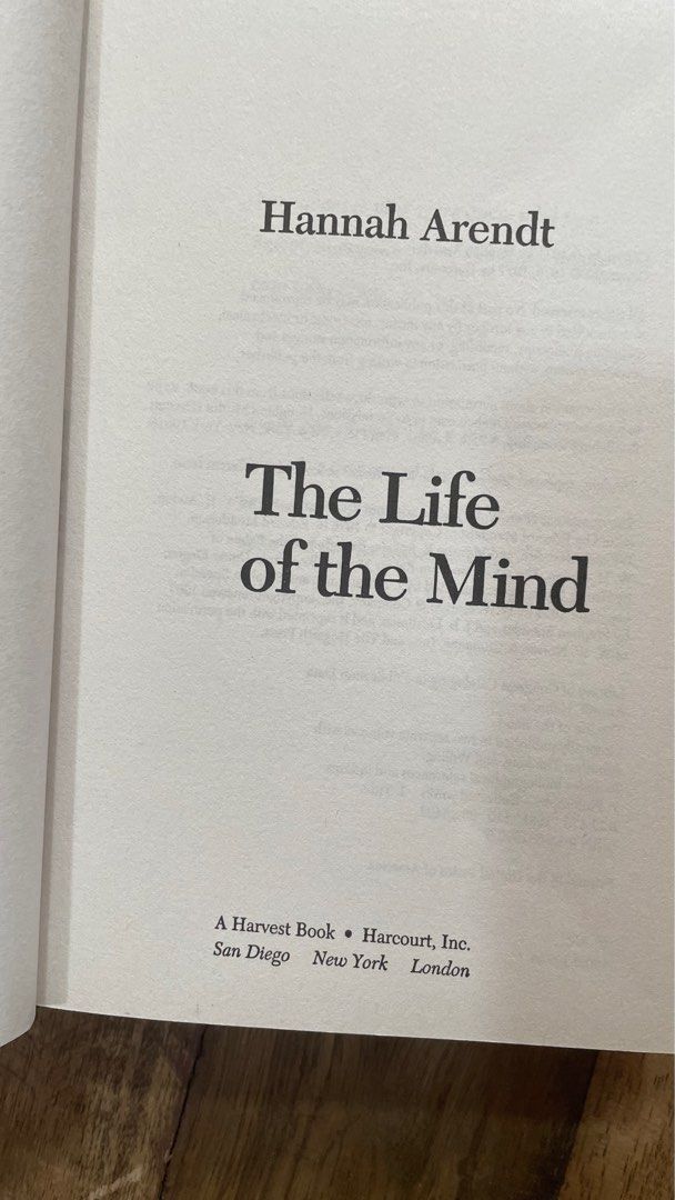 The Life of the Mind Combined (2 Volumes in 1) by Hannah Arendt ...