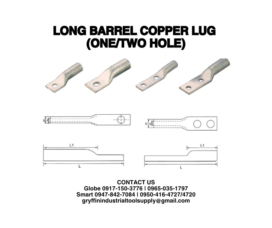 Long Barrel Copper Lug (ONE/TWO HOLE), Commercial & Industrial ...