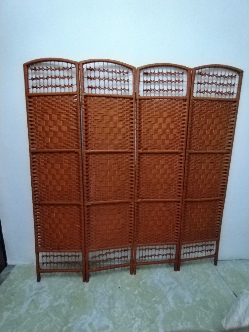 Pembahagi penghalang rotan, penghadang ruang 5 panel, bidai, Furniture ...