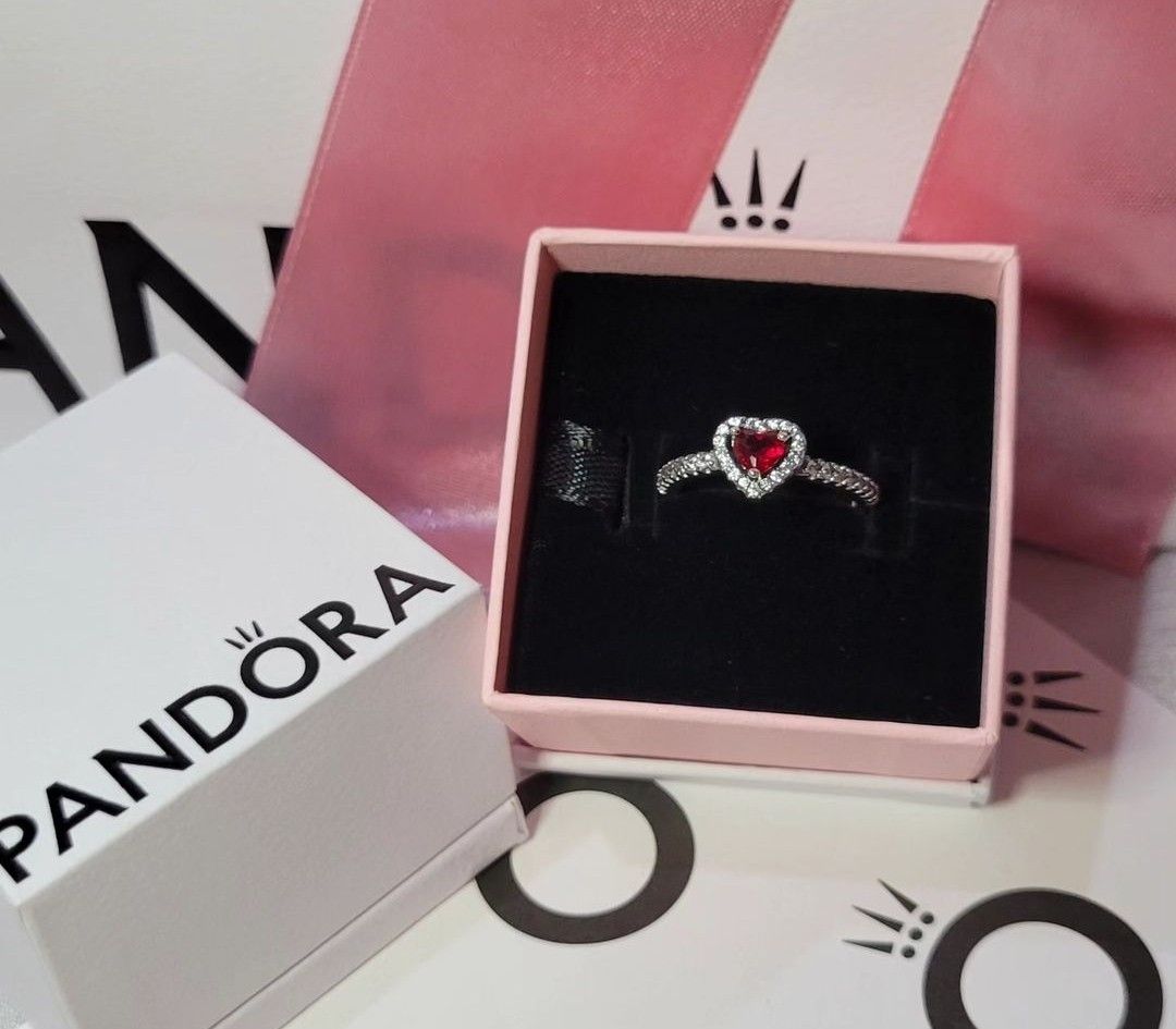 💥SALE💥 PANDORA RED HEART ELEVATED RING ( 4 5 6 7 8 9 cm), Women's ...