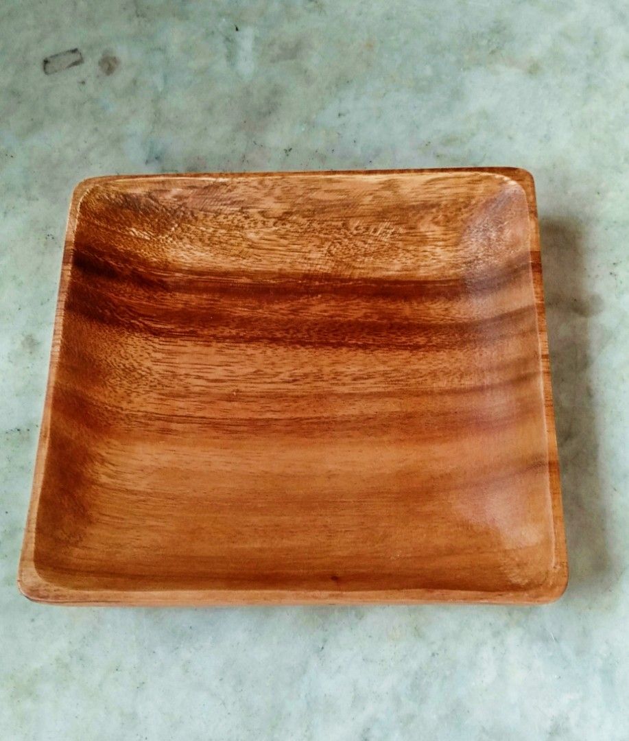 Square Wooden plates, Furniture & Home Living, Kitchenware & Tableware ...