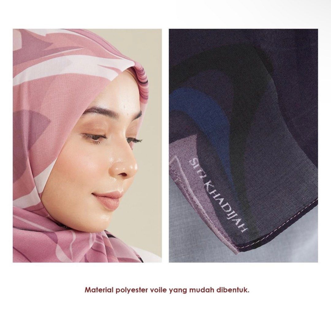 Tudung Siti khadijah ABSTRACT CALLIGRAPHY SQUARE VOILE, Women's Fashion ...