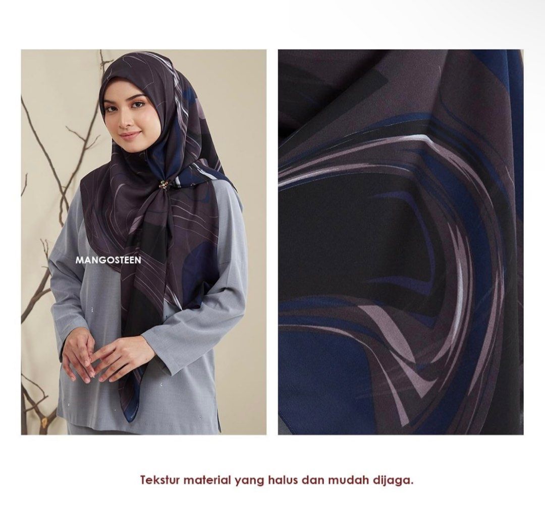 Tudung Siti khadijah ABSTRACT CALLIGRAPHY SQUARE VOILE, Women's Fashion ...