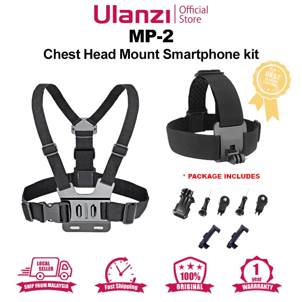 Ulanzi MP-2 Chest & Head Mount Smartphone Kit For Action Camera / Phone ...