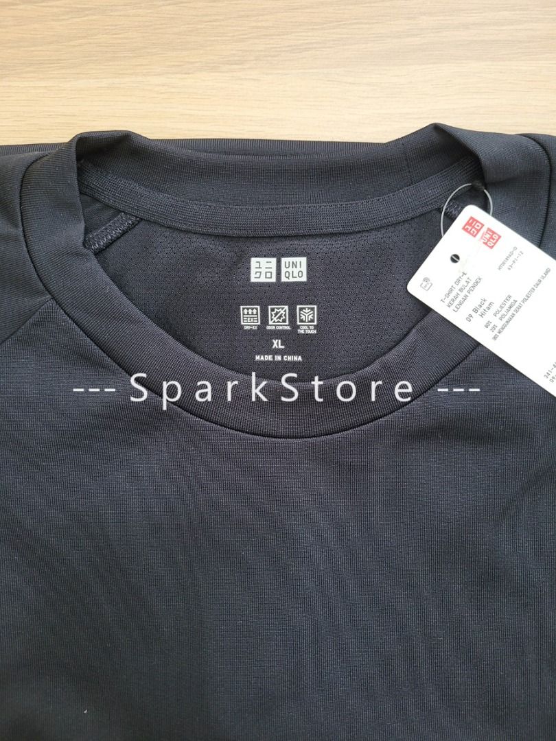 Uniqlo Kaos Lengan Pendek T Shirt Dry-EX Crew Neck Hitam, Fesyen Pria, Pakaian , Atasan di Carousell