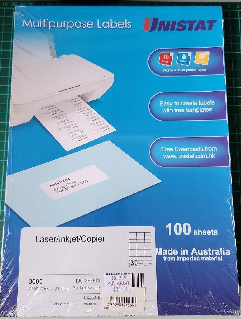 Unistat Multipurpose Labels U4456, Hobbies & Toys, Memorabilia ...