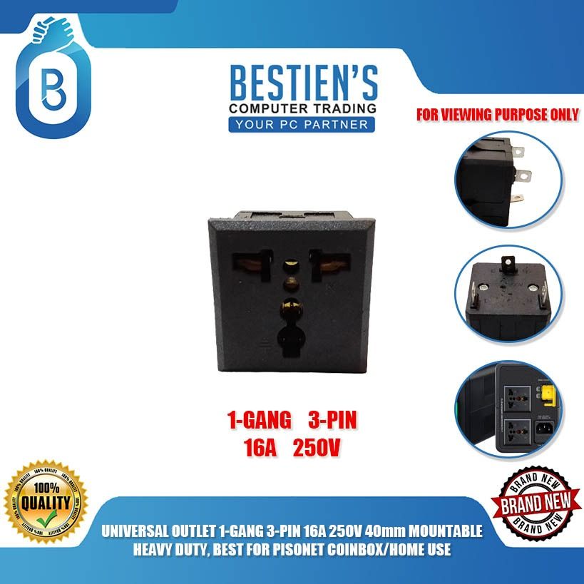 UNIVERSAL OUTLET 1-GANG 3-PIN 16A 250V 40mm MOUNTABLE HEAVY DUTY, BEST ...
