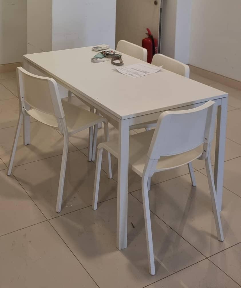 WHITE DINING TABLE - 4 PAX, Furniture & Home Living, Furniture, Tables ...