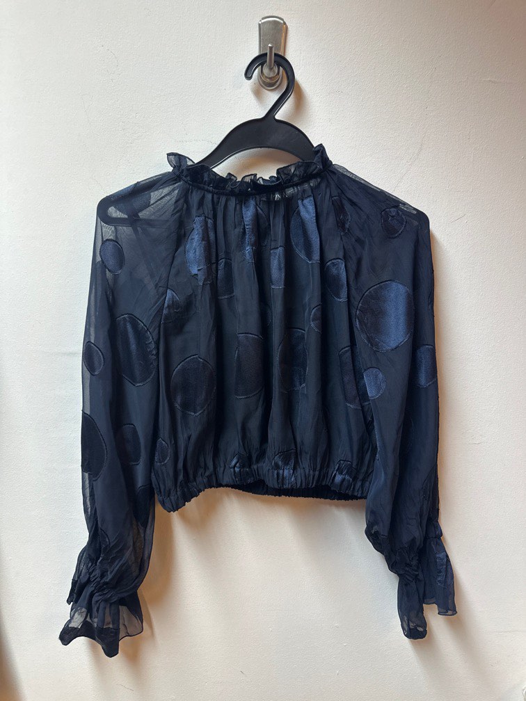 Zara dark navy blue sheer top (2 in 1) pls read description, Women's ...