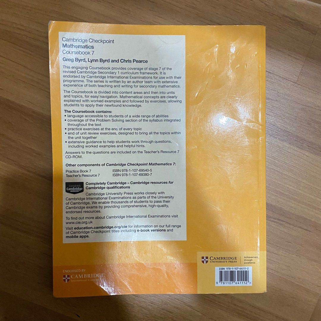 Cambridge Checkpoint Mathematics Coursebook 7, Hobbies & Toys, Books ...