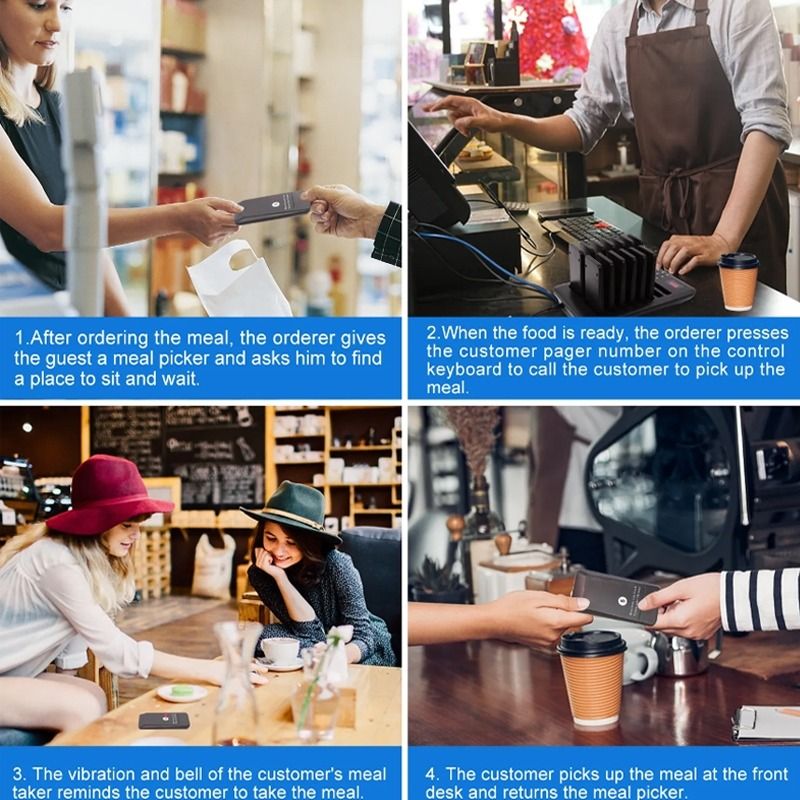 DAYTECH E-P300 10-Piece Set Coaster Buzzer Restaurant Guest Pager ...