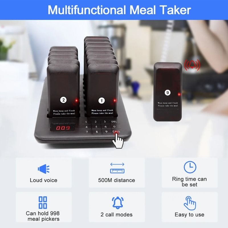 DAYTECH E-P300 10-Piece Set Coaster Buzzer Restaurant Guest Pager ...