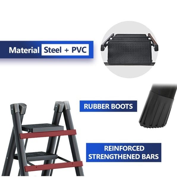foldable Step Ladder 3 And 4 Steps Black Foldable Step Ladder ...