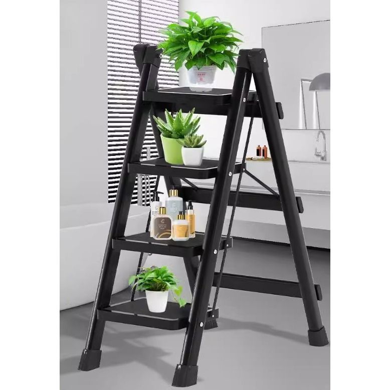 foldable Step Ladder 3 And 4 Steps Black Foldable Step Ladder ...