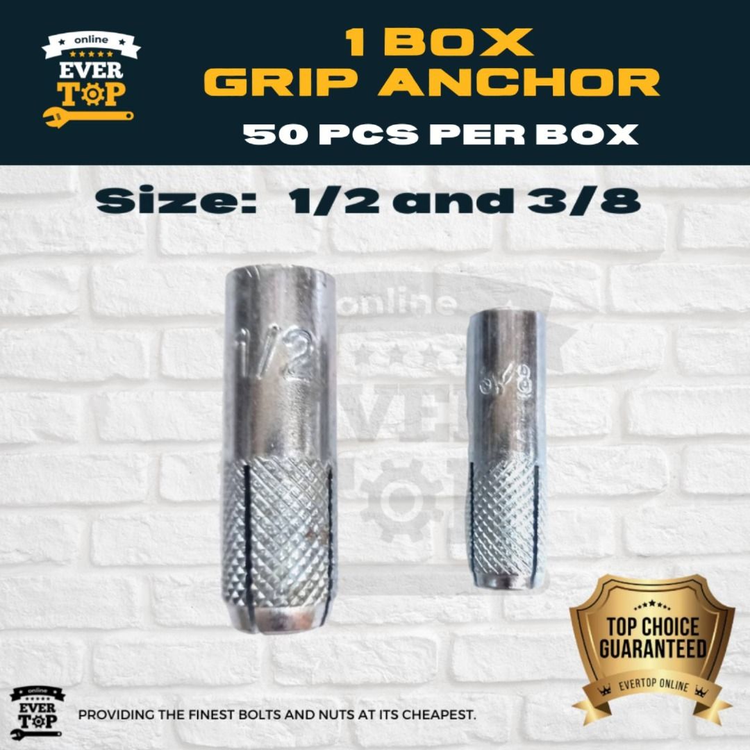 GRIP ANCHOR 3/8 | 1/2 | PER BOX (50 PCS), Commercial & Industrial ...