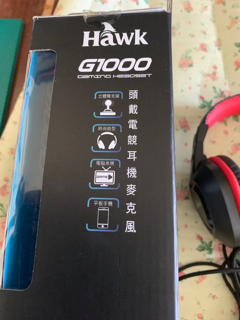 Hawk頭戴電競耳機麥克風#把愛傳出去, 耳機及錄音音訊設備, 頭戴式耳機在旋轉拍賣