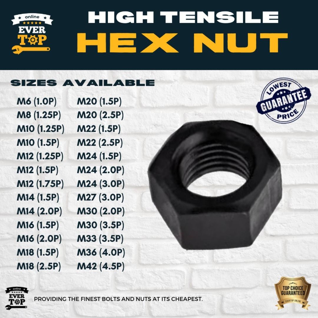 HIGH TENSILE HEX NUT | BLACK OXIDE FINISH HI-TENSILE | HEXAGONAL NUT ...