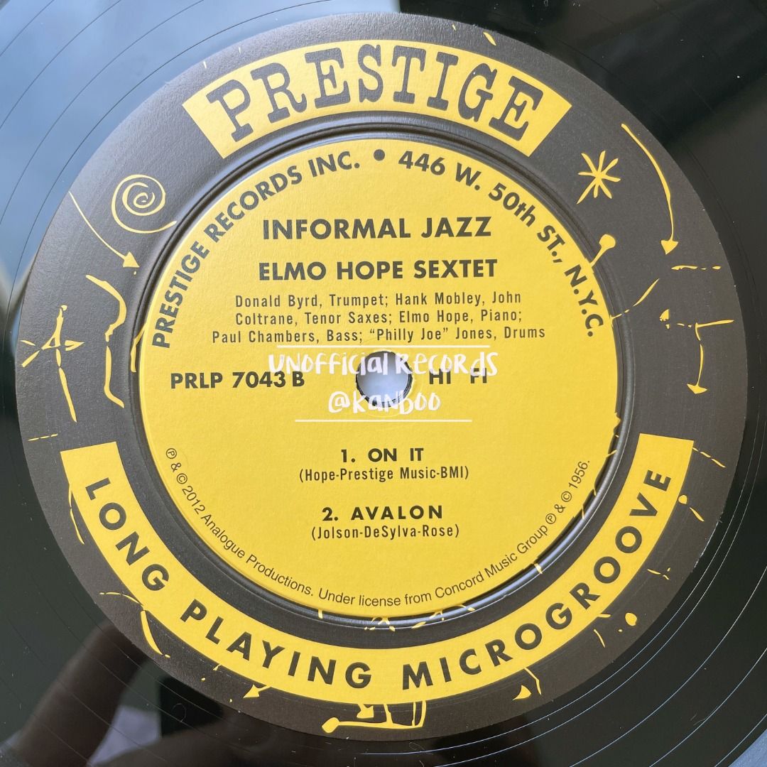 《Informal Jazz》Elmo Hope Sextet 【限量版】2012 - US - 黑膠唱片 (近乎全新), 興趣及遊戲, 音樂 ...