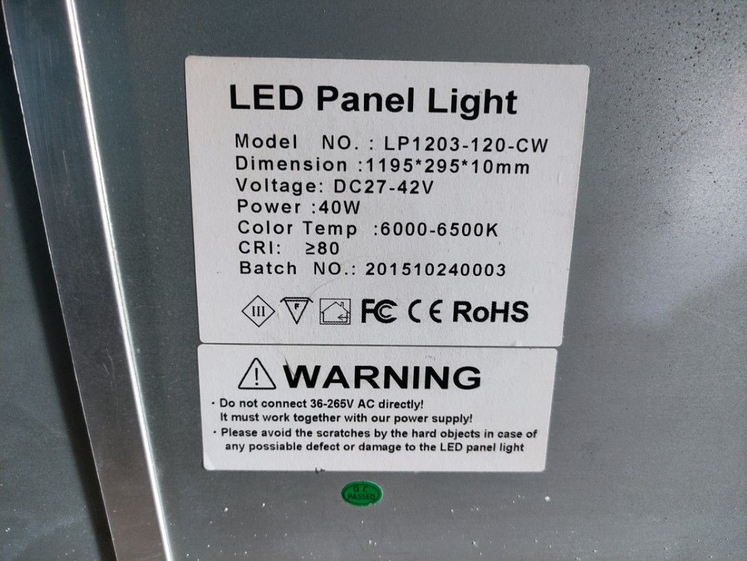 LED Panel Light (40 watts), Furniture & Home Living, Lighting & Fans ...