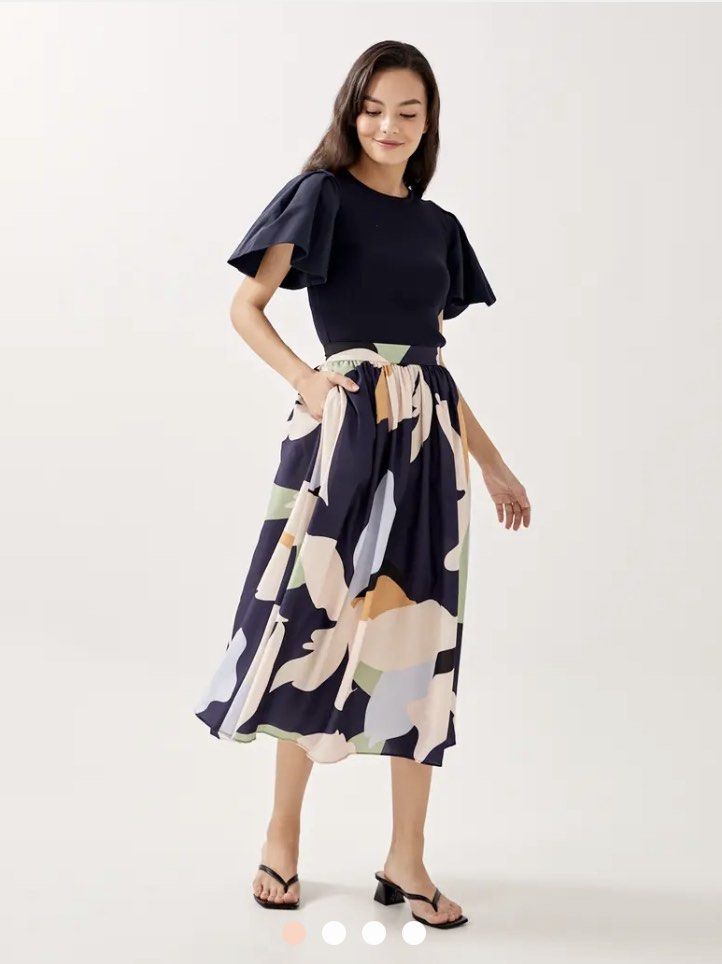 Love bonito navy blue Alira Flutter Sleeve Contrast Top blouse knit ...