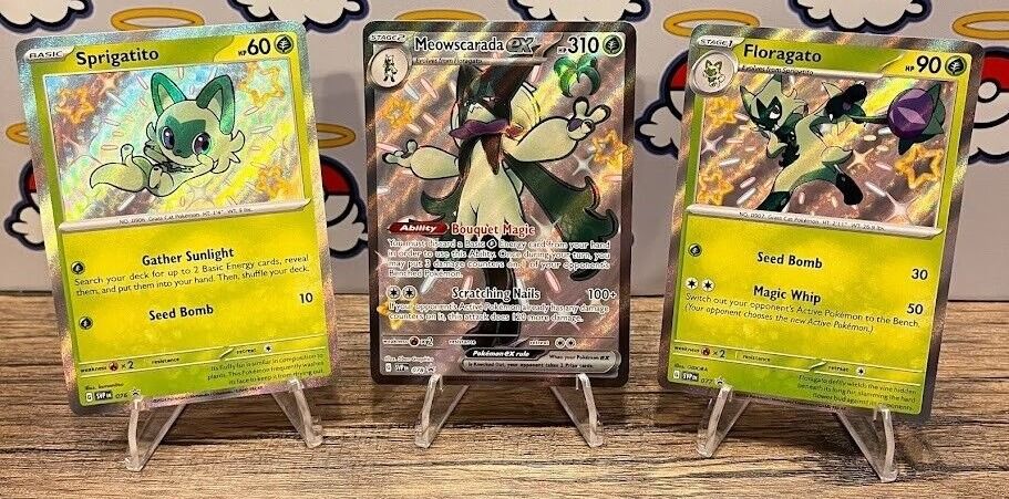 Pokemon TCG Meowscarada ex SVP078, Floragato & Sprigatito promo cards ...