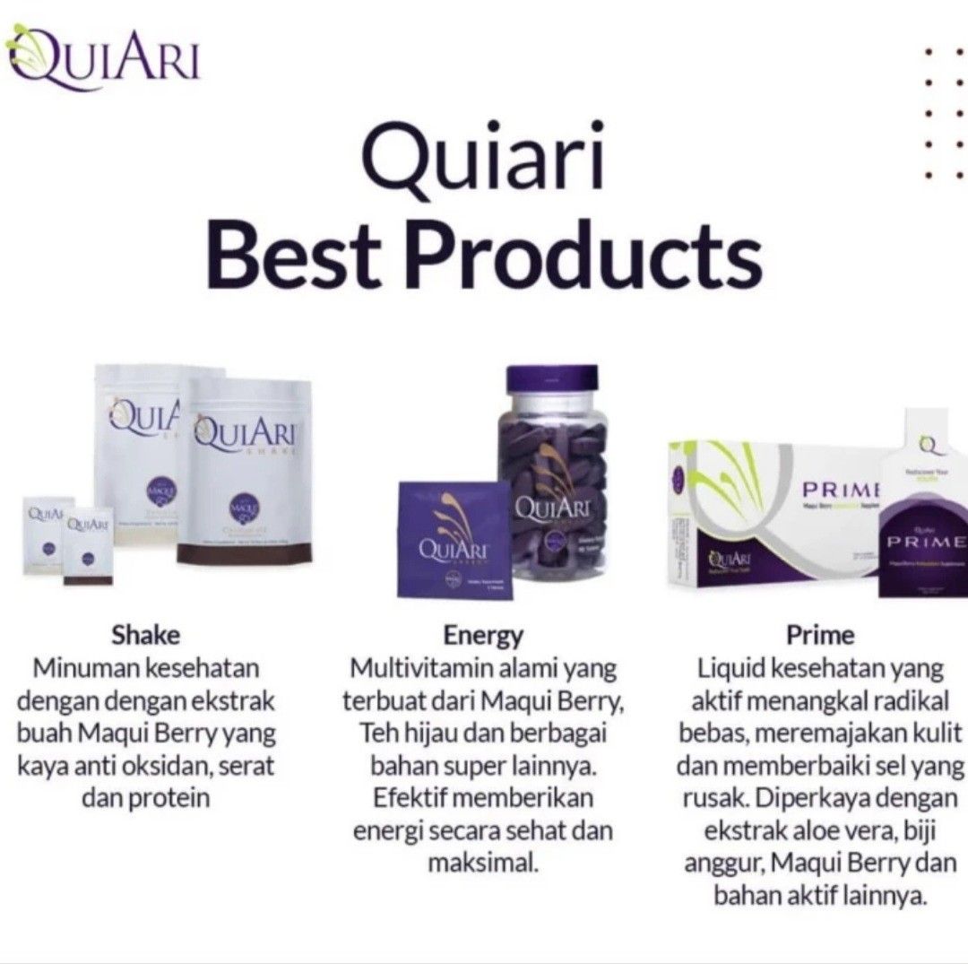 Quiari Shake per pouch 34 grams, Kesehatan & Kecantikan, Kulit, Sabun ...