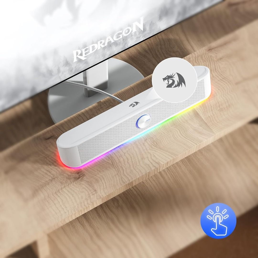 Redragon GS560 RGB Desktop Soundbar, 2.0 Channel Computer Speaker with ...