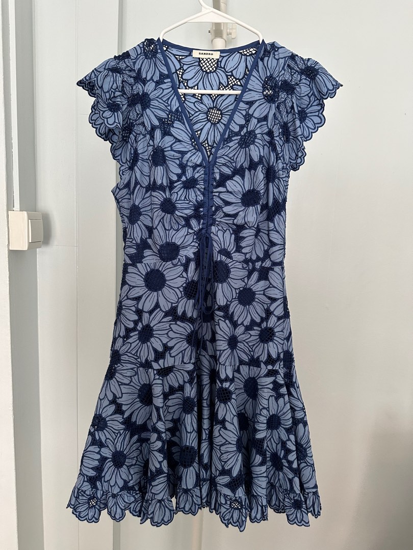 Sandro blue floral dress, Women's Fashion, Dresses & Sets, Dresses on ...