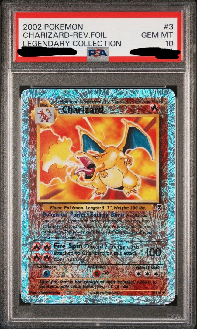 2002 Legendary Collection #3 Charizard - Reverse Foil PSA Gem Mint 10 ...