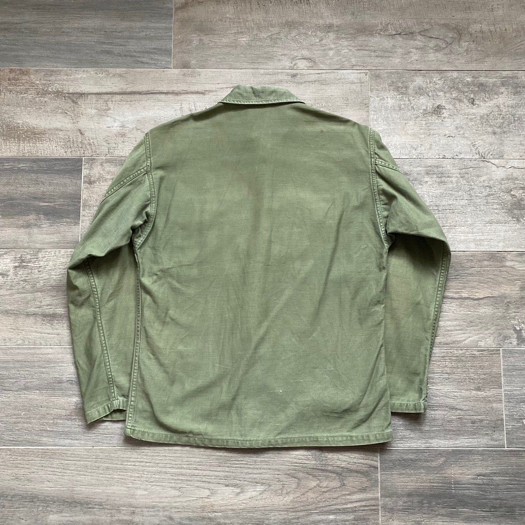 50’s US ARMY OG-107 COTTON SATIN UTILITY SHIRT OLIVE VINTAGE MILITARY SHIRT 1ST OG107 HBT M43 ...