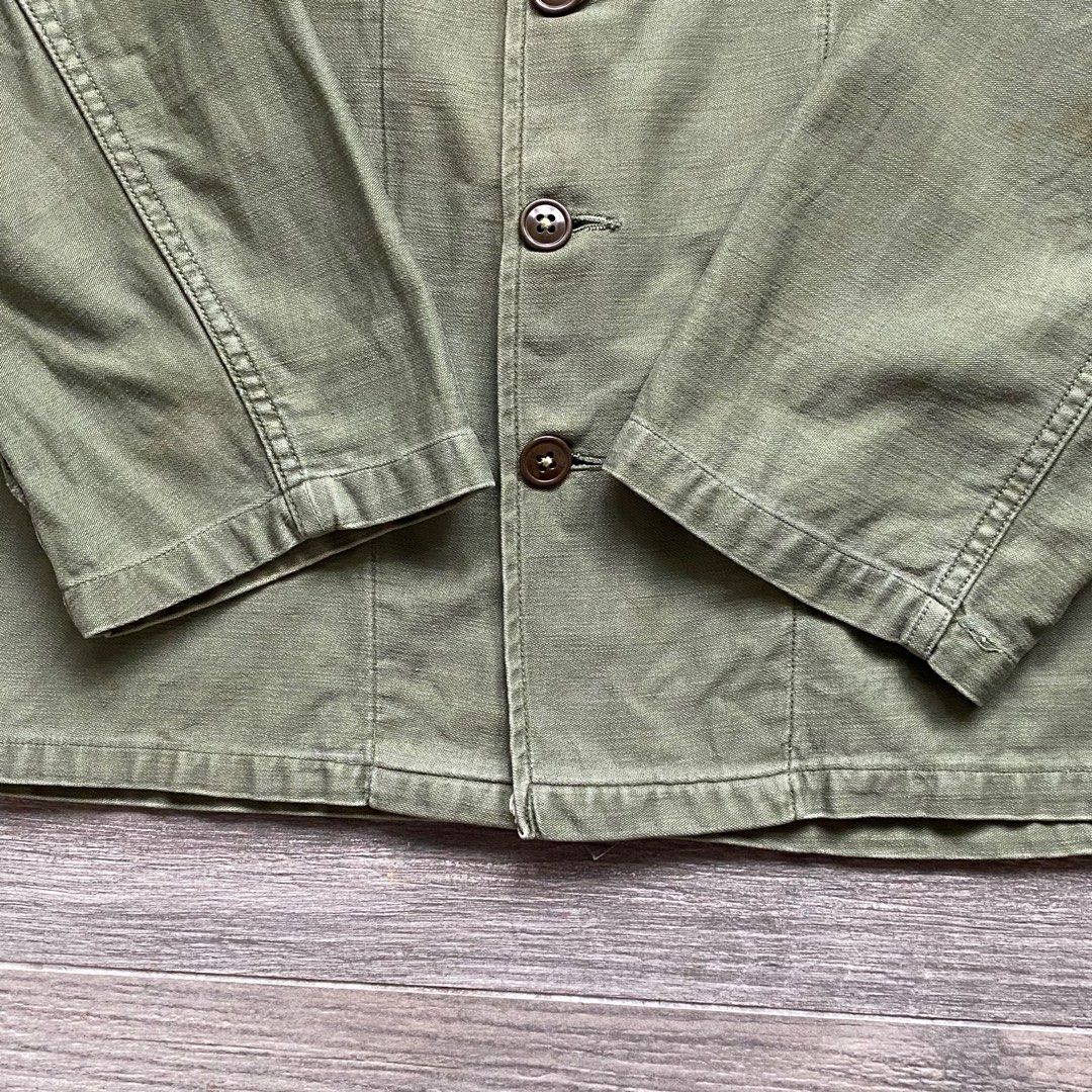 50’s US ARMY OG-107 COTTON SATIN UTILITY SHIRT OLIVE VINTAGE MILITARY SHIRT 1ST OG107 HBT M43 ...