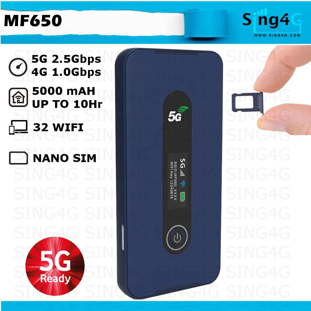 5G PORTABLE WIFI SIM MF650 5G 2.2Gbps 32WIFI Share 5000mAH-10hr on Carousell