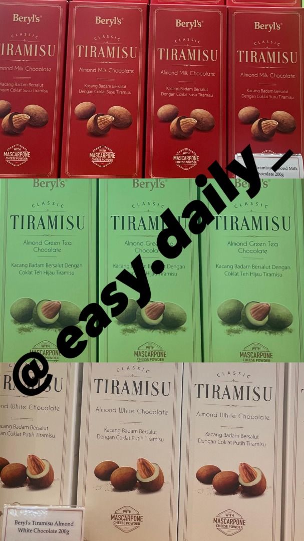 BERYLS BERYL'S CLASSIC TIRAMISU ALMOND MILK CHOCOLATE WHITE GREEN TEA ...