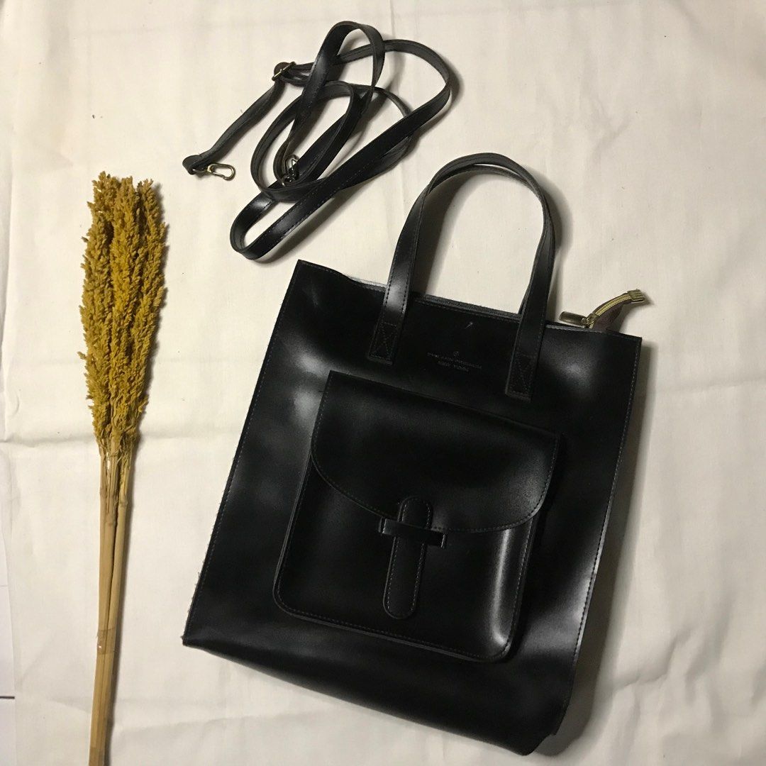 The Ann Premium New York ToteBag Hitam + Talpan, Fesyen Wanita, Tas ...