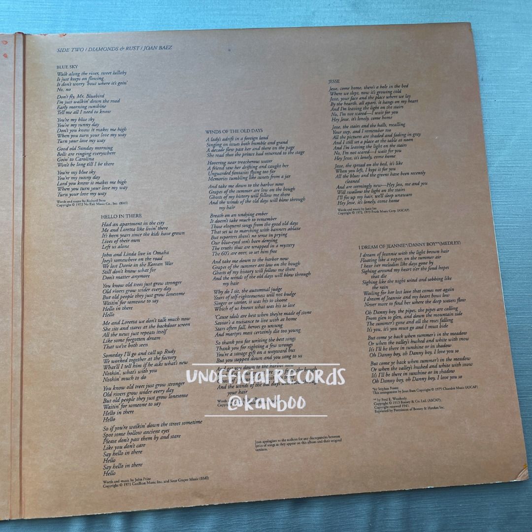 《Diamonds And Rust》Joan Baez - MFSL 1-238 【限量編號版】1995 US 黑膠唱片 (近乎全新 ...