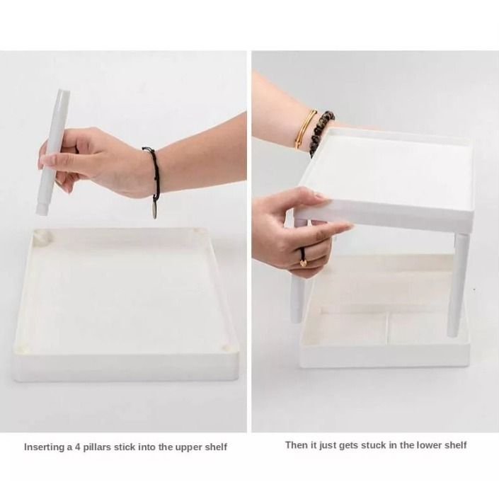 Double Layer Shelf Bedroom Desktop Stationery Storage Arrangement Rack ...