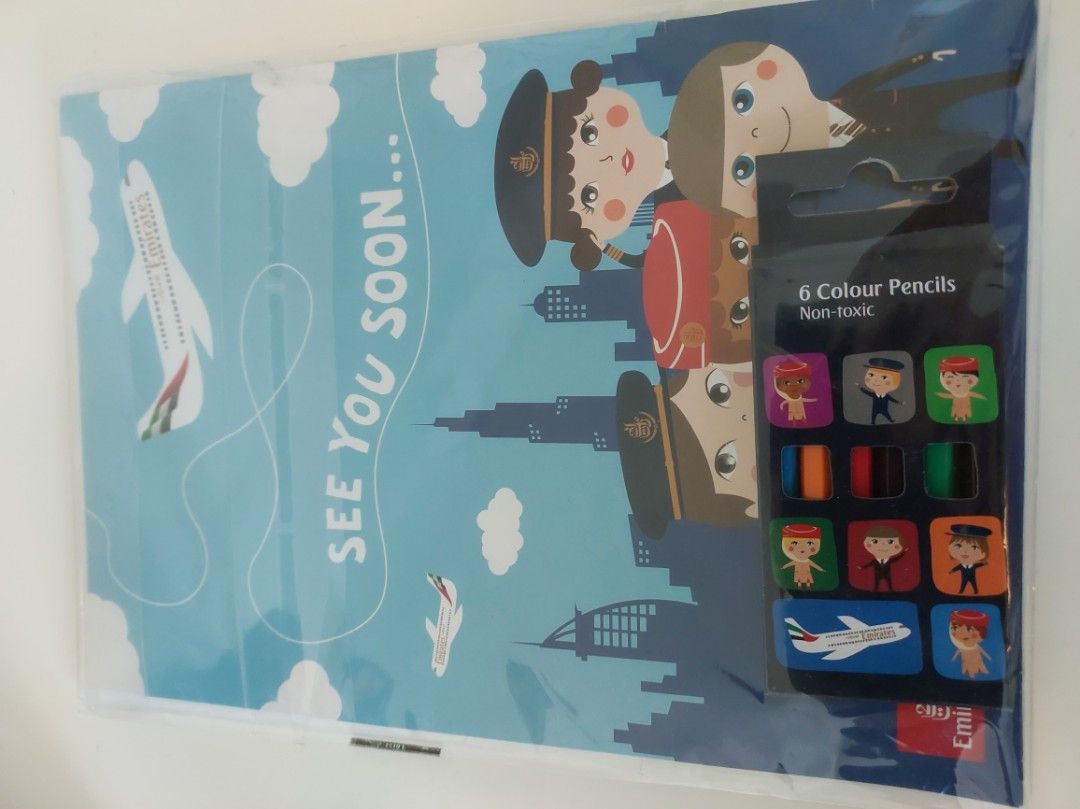 Emirates Activity Colouring Book and Colour Pencils Set, Hobbies & Toys ...