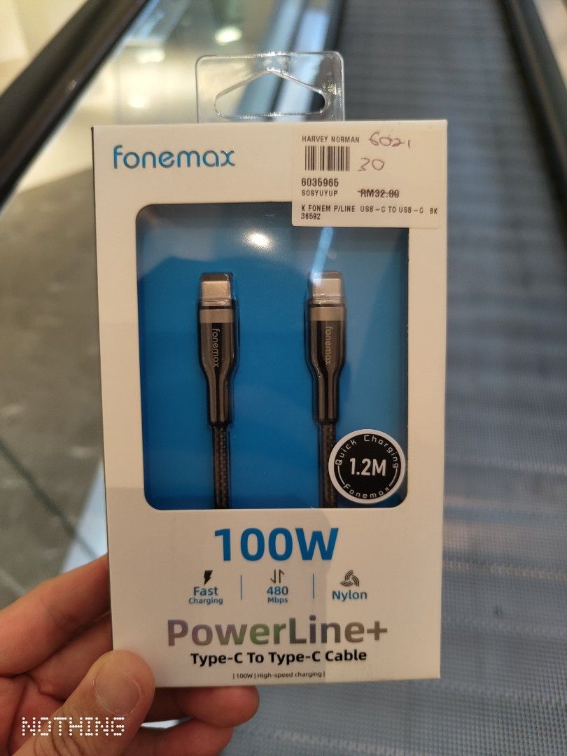 fonemax 100W USB type C to type C 1.2m, Mobile Phones & Gadgets, Mobile & Gadget Accessories ...