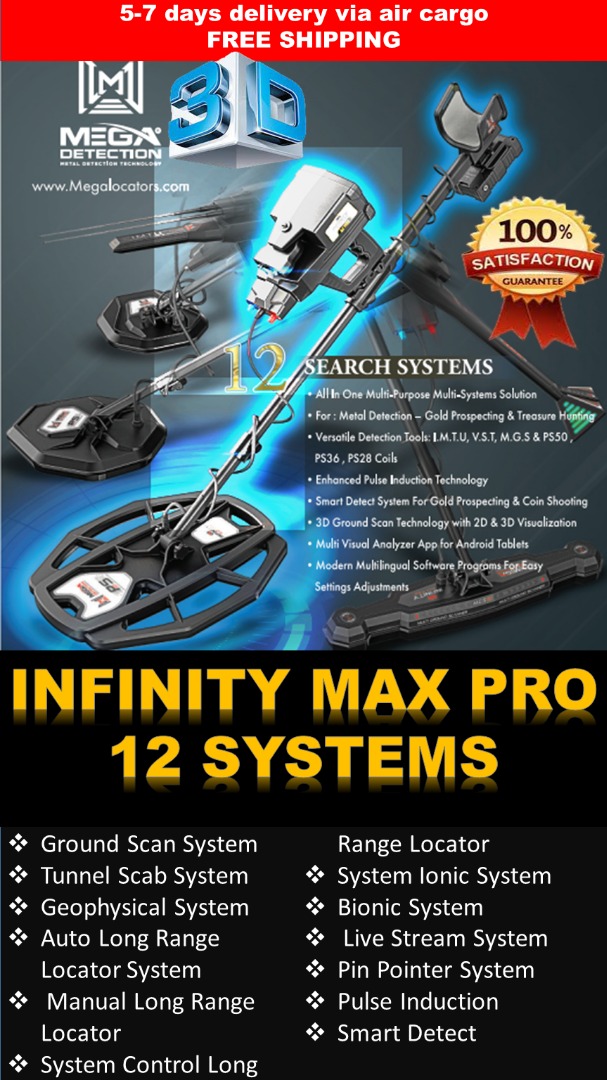 infinity max pro mega detection 12 system 3d gold metal detectors ...