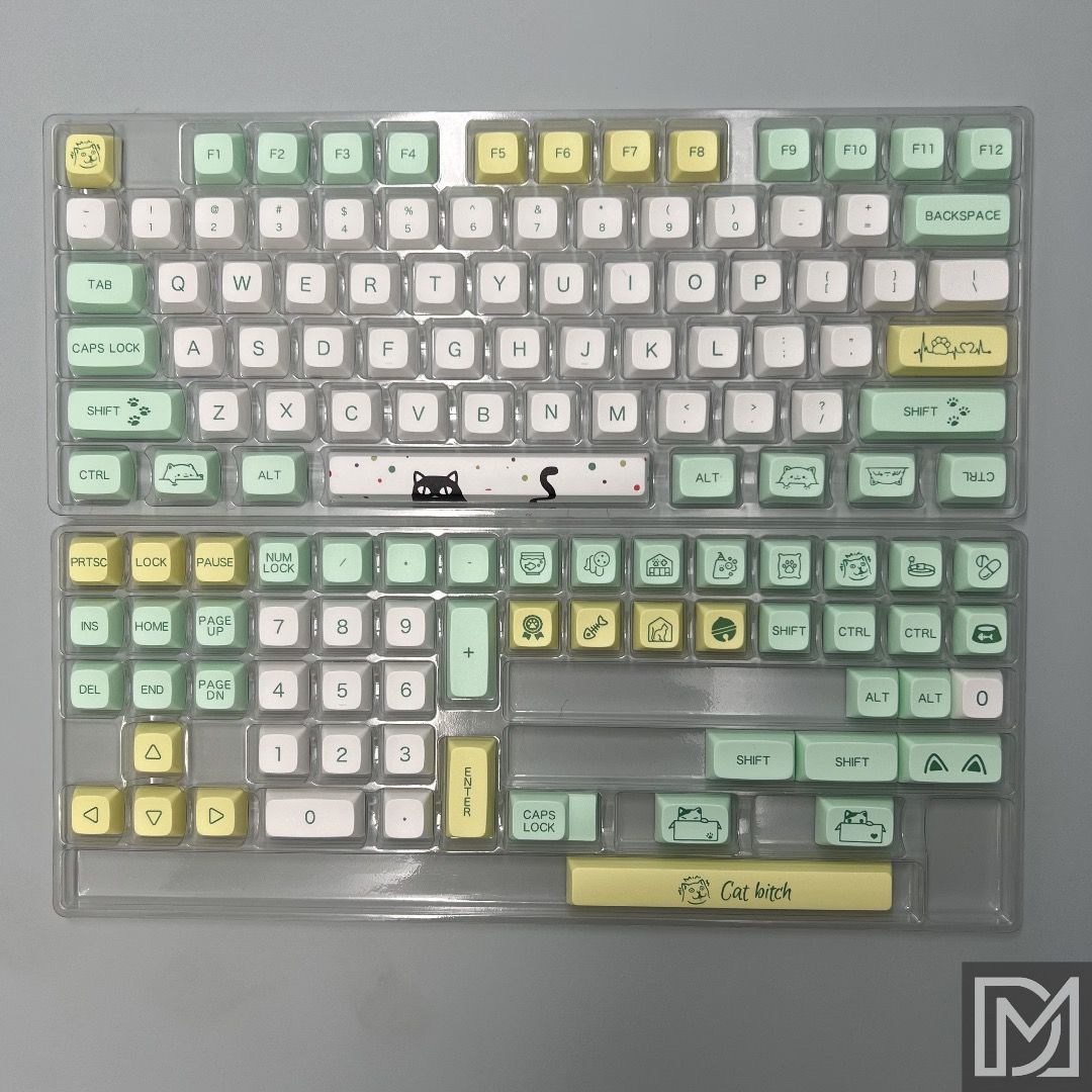 Bongo Cat Keycap PBT Dye Sub XDA Cute Black Cat Meme Keycaps 130pcs Fit ...