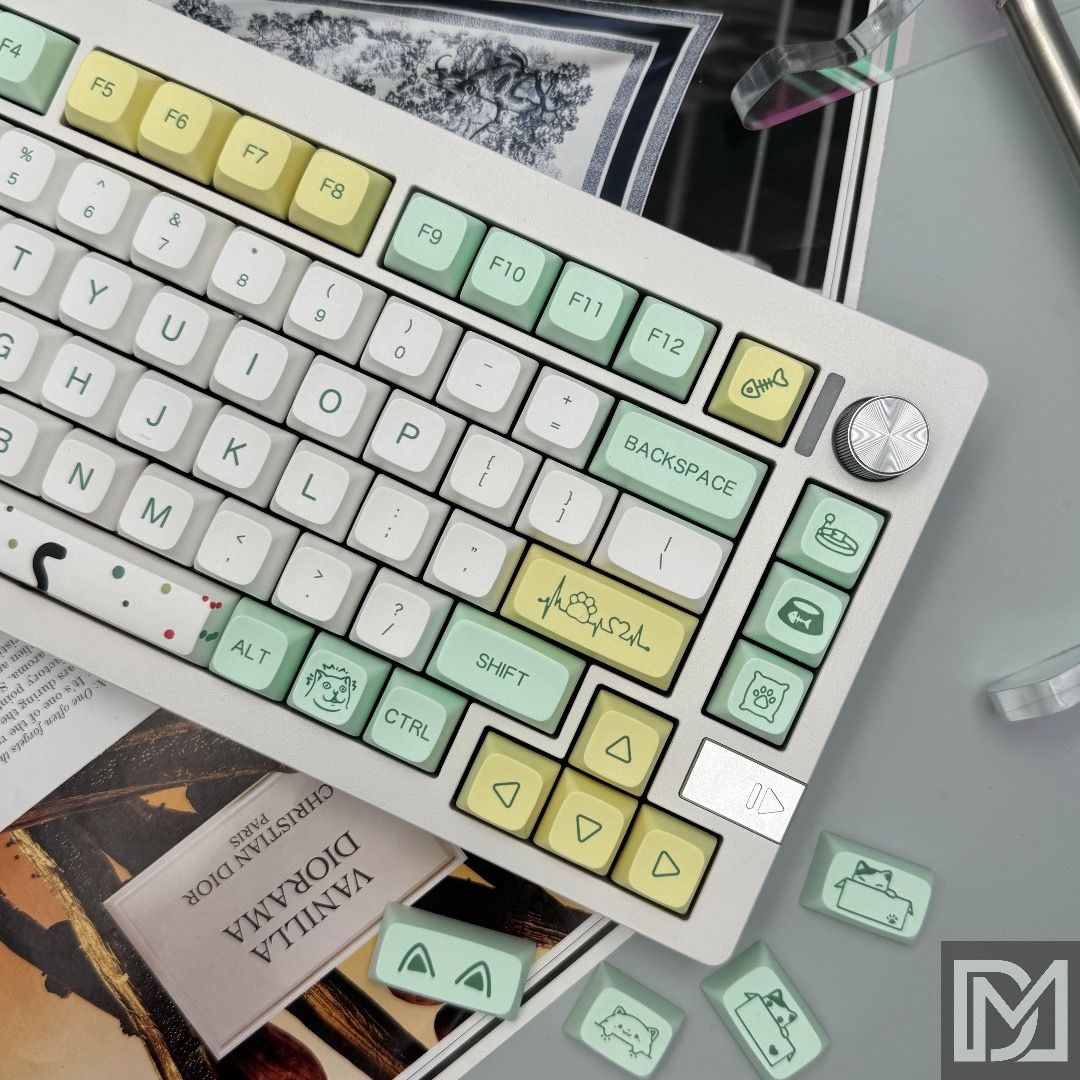 Bongo Cat Keycap PBT Dye Sub XDA Cute Black Cat Meme Keycaps 130pcs Fit ...