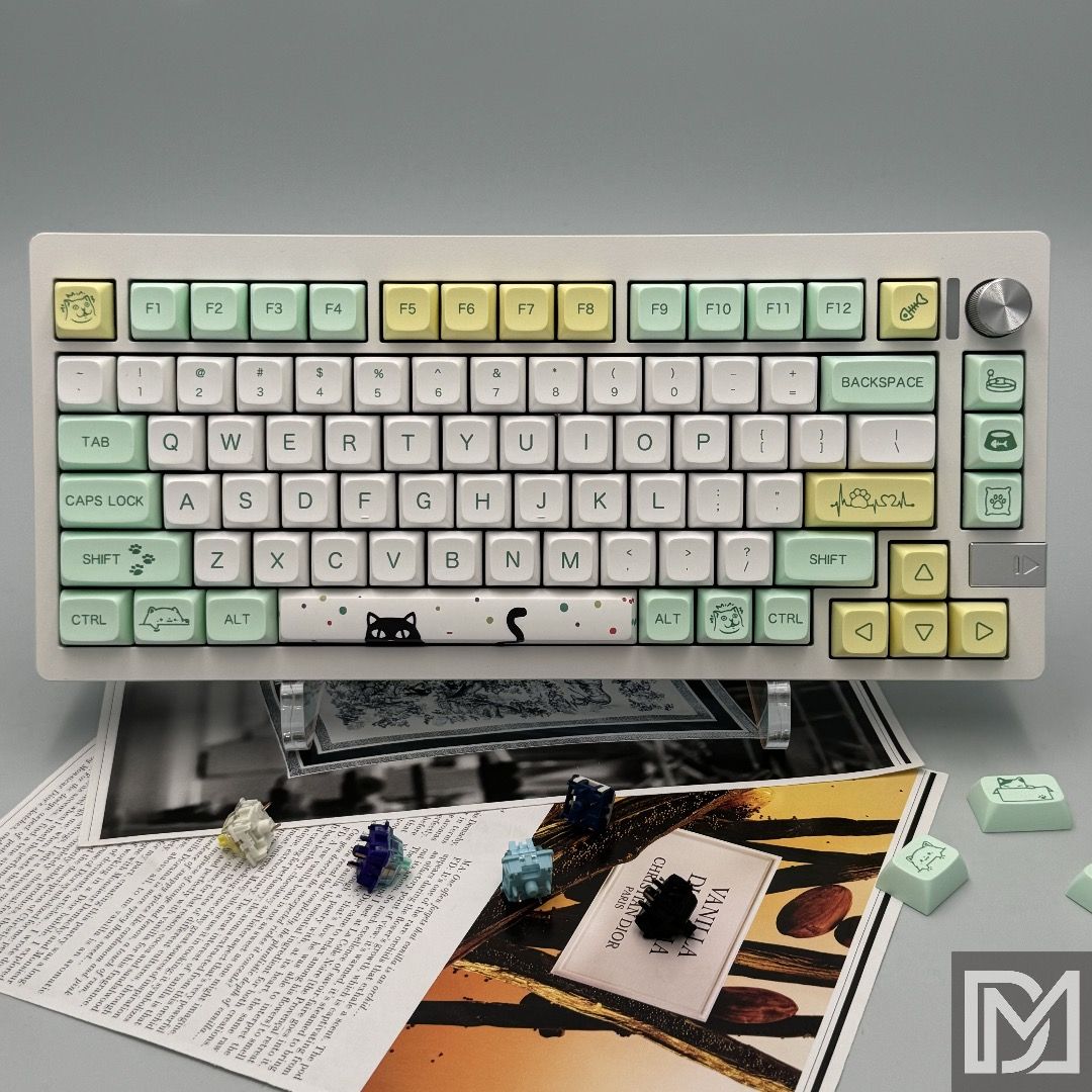 Bongo Cat Keycap PBT Dye Sub XDA Cute Black Cat Meme Keycaps 130pcs Fit ...